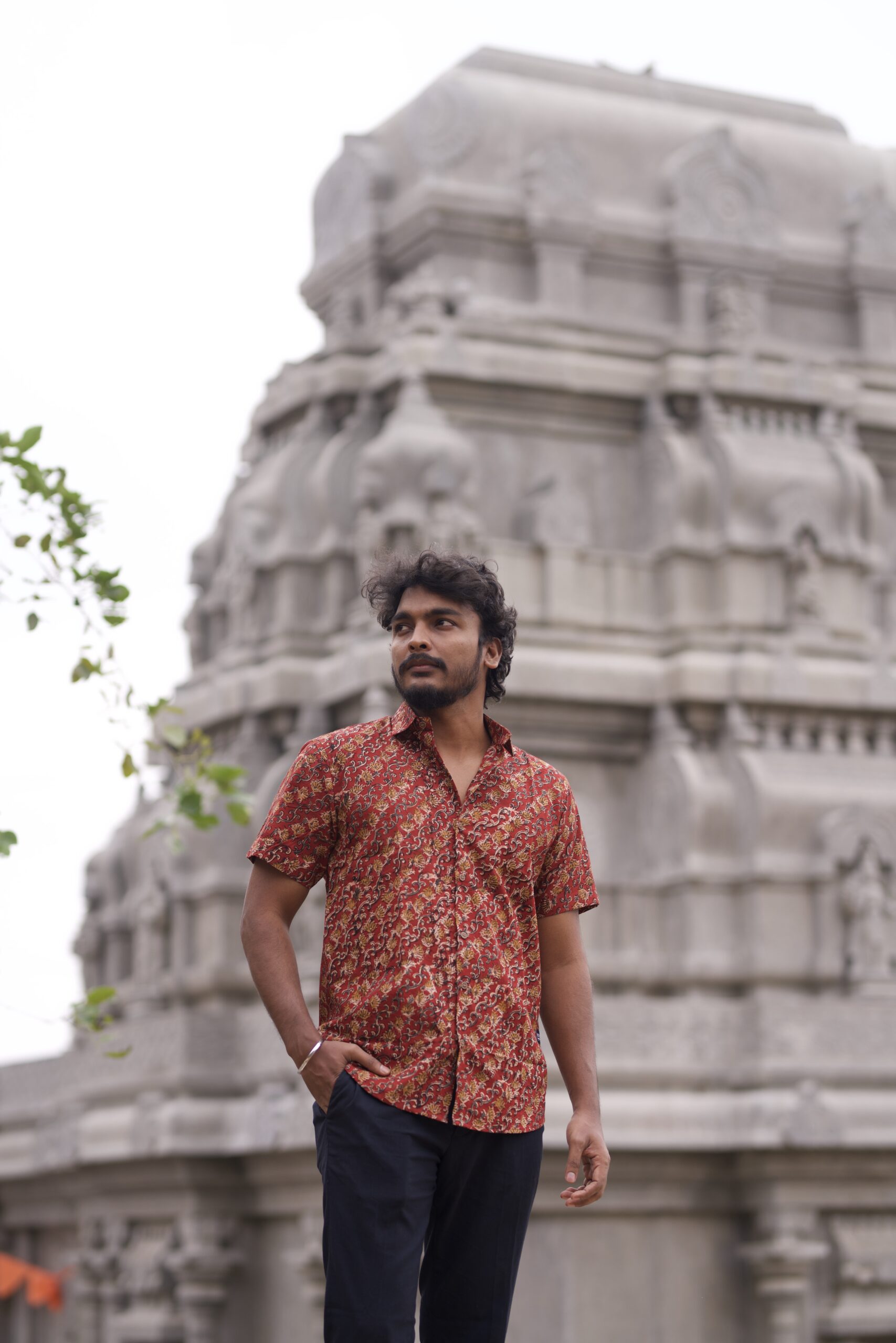 Red kalamkari Shirt men - Woven Whale