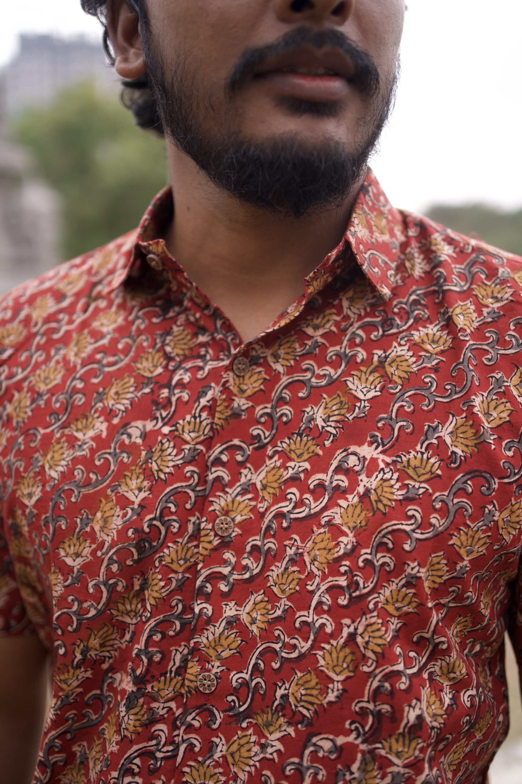 Red kalamkari Shirt men - Woven Whale